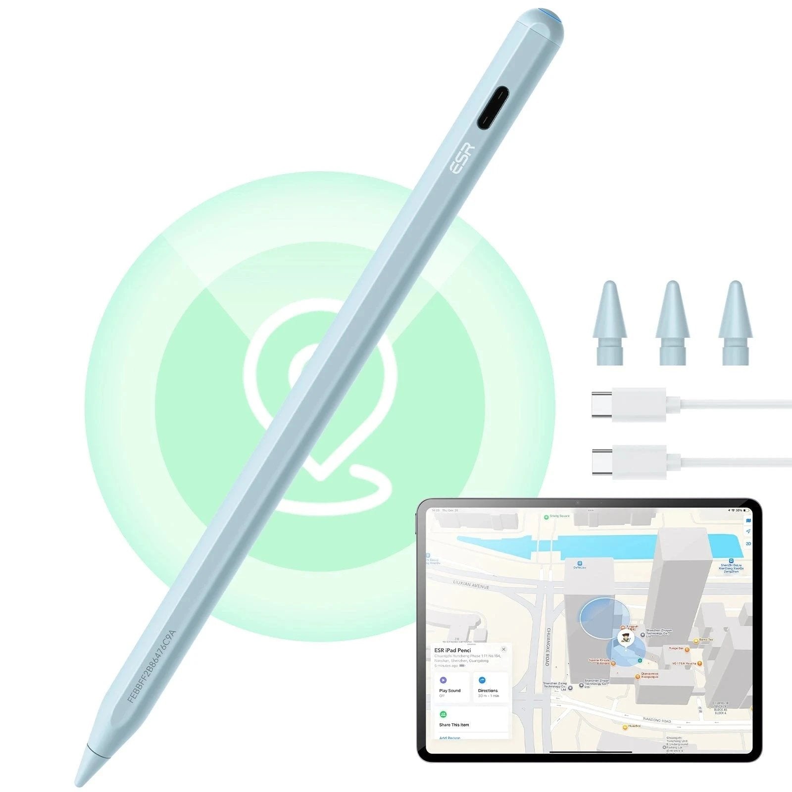 Blue iPad Digital Pencil with Find My - ESR Geo Stylus