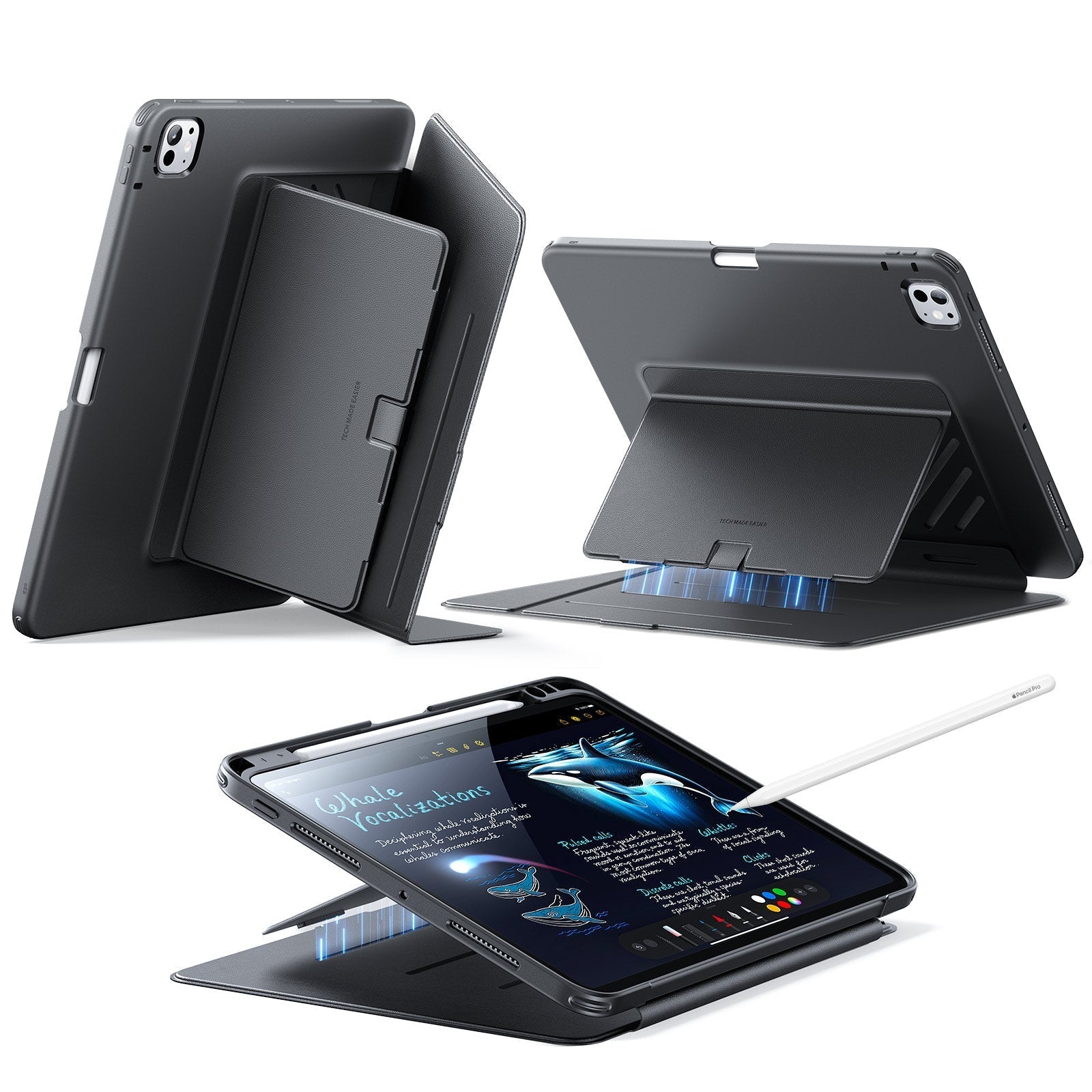 11-inch Black iPad Case with Pencil Holder for iPad Pro (M5) | ESR Flip