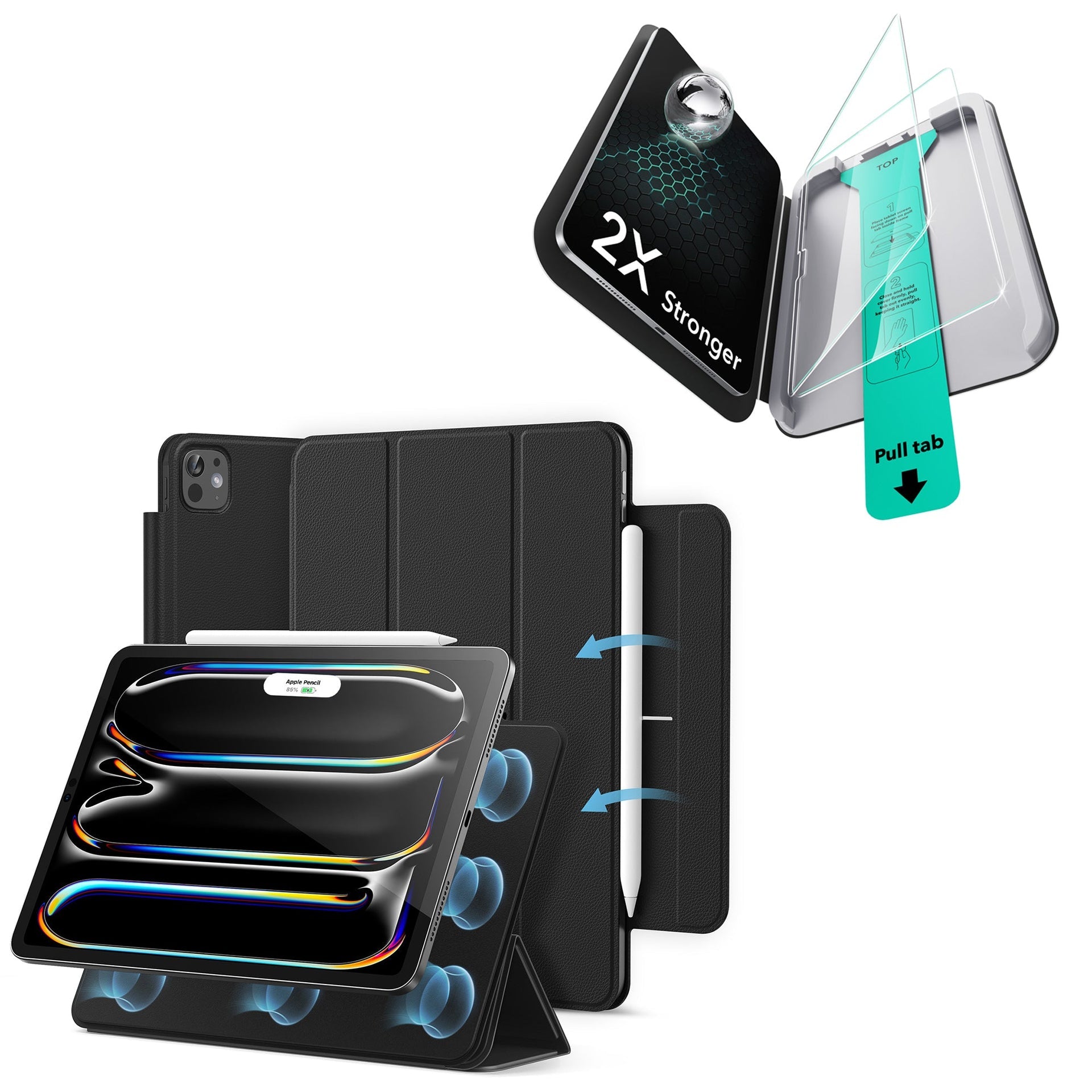Black iPad Pro 11 M5 Case & Clear Glass Screen Protector | ESR Rebound
