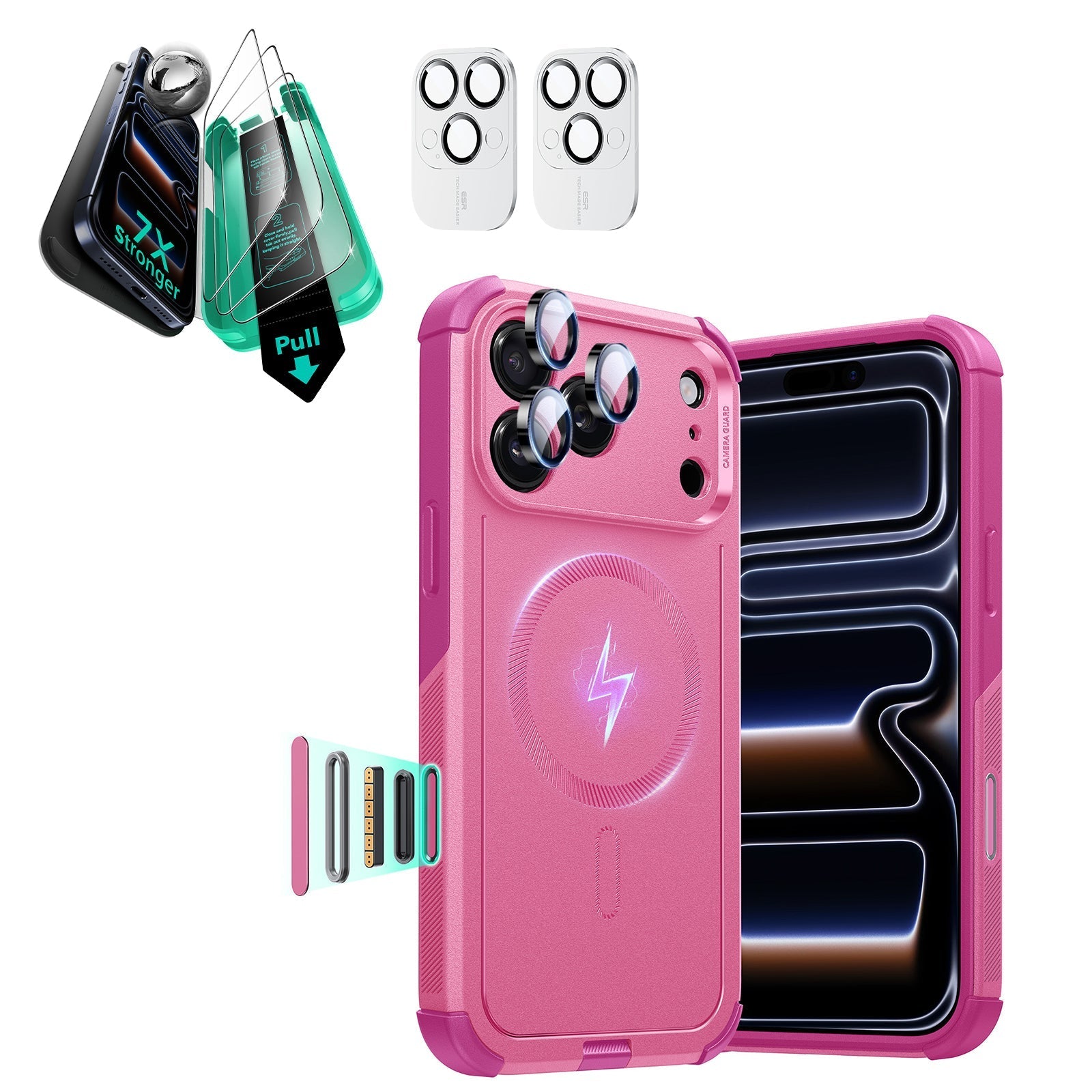 Pink iPhone 17 Pro Max Magsafe Case & Eye-Friendly Protection Bundle|ESR